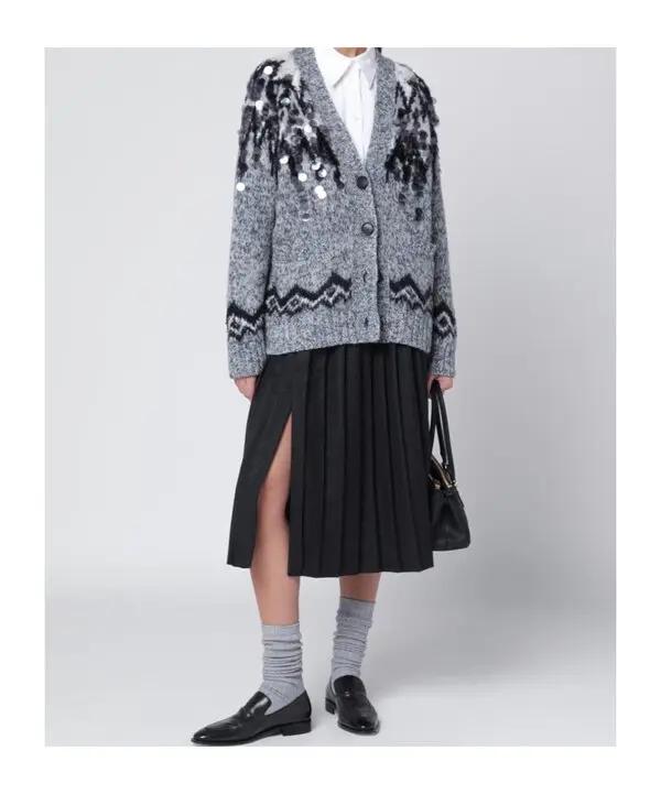 ROBERTO COLLINA V-neck Sequin Patterned Cardigan