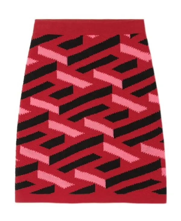 Versace Geometric Intarsia Knitted Mini Skirt