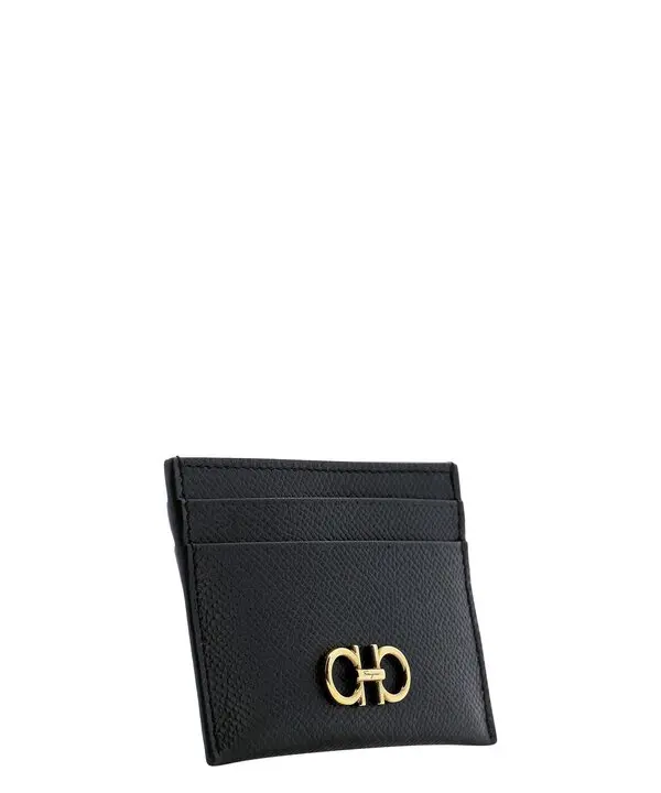 FERRAGAMO Gancini Bifold Card Holder Wallet - Black
