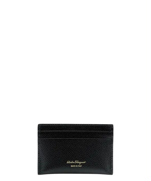 FERRAGAMO Gancini Bifold Card Holder Wallet - Black