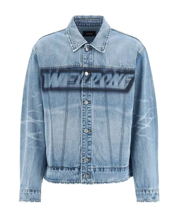 We11Done Logo Denim Jacket - Blue