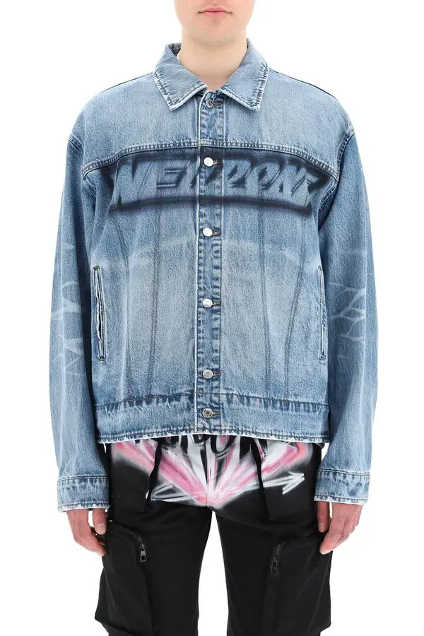 We11Done Logo Denim Jacket - Blue