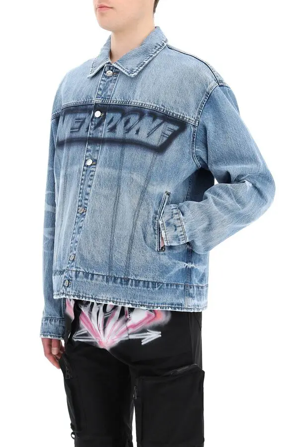 We11Done Logo Denim Jacket - Blue