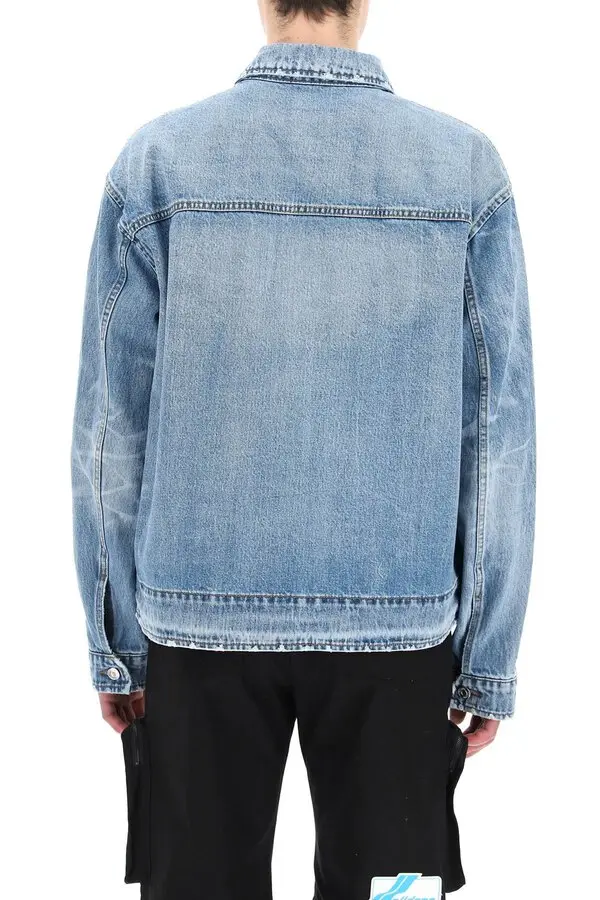 We11Done Logo Denim Jacket - Blue