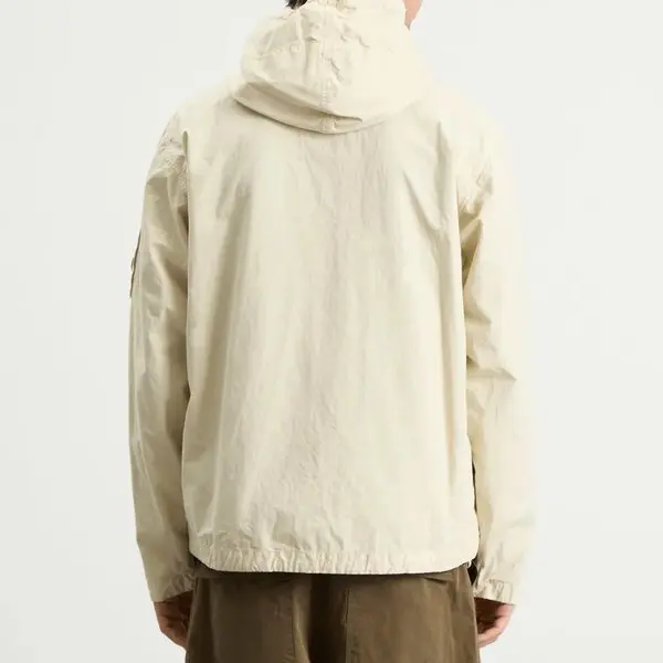 C.P. COMPANY High Neck Hooded Jacket With Branded Lens Detail - White