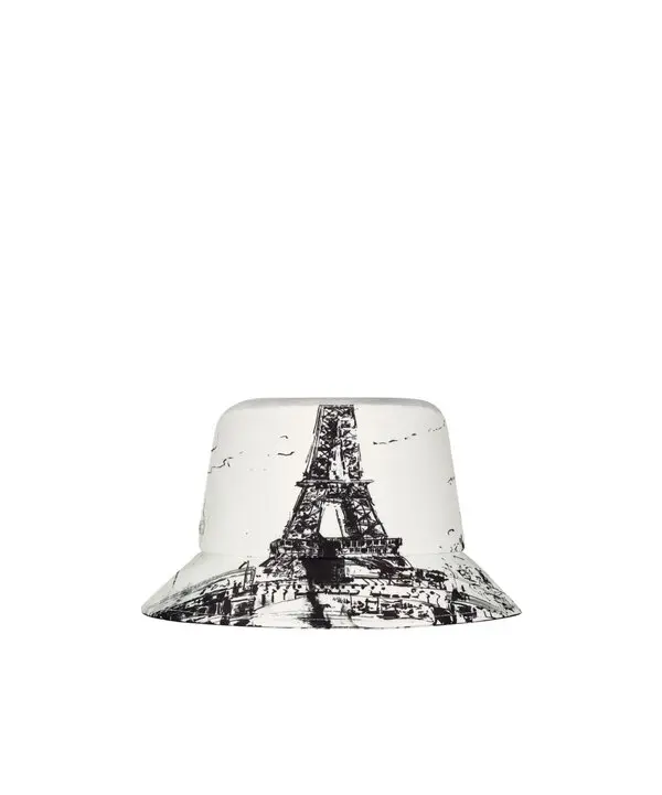 Dior Small Brim Bucket Hat With Paris Print - White And Black