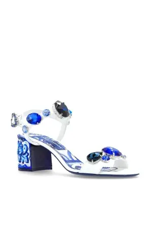 Dolce & Gabbana Embellished Leather Heeled Sandals