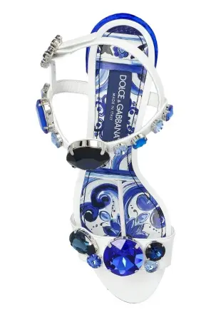 Dolce & Gabbana Embellished Leather Heeled Sandals