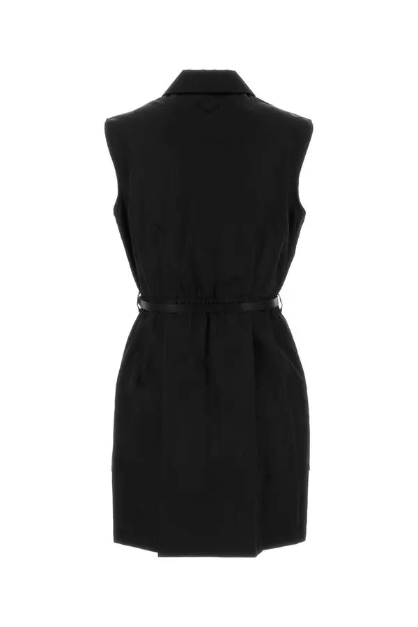 Prada Sleeveless Belted Dress With Front Zipper And Patch Pockets
