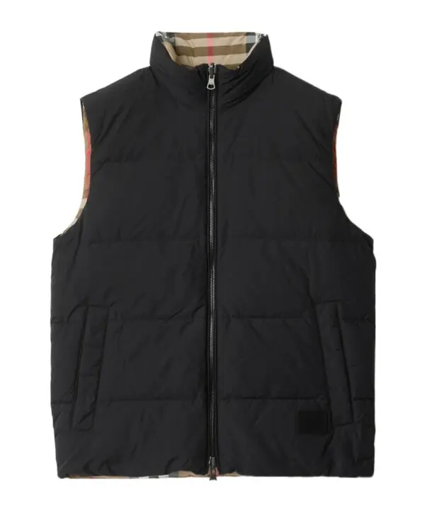 Burberry Reversible Check Nylon Puffer Gilet - Black