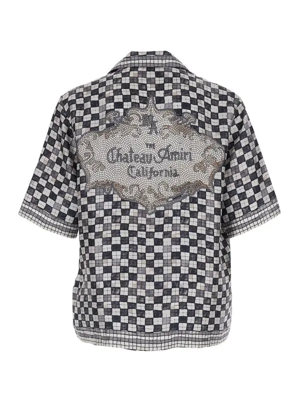 Amiri Checked Short Sleeved Shirt - Gray