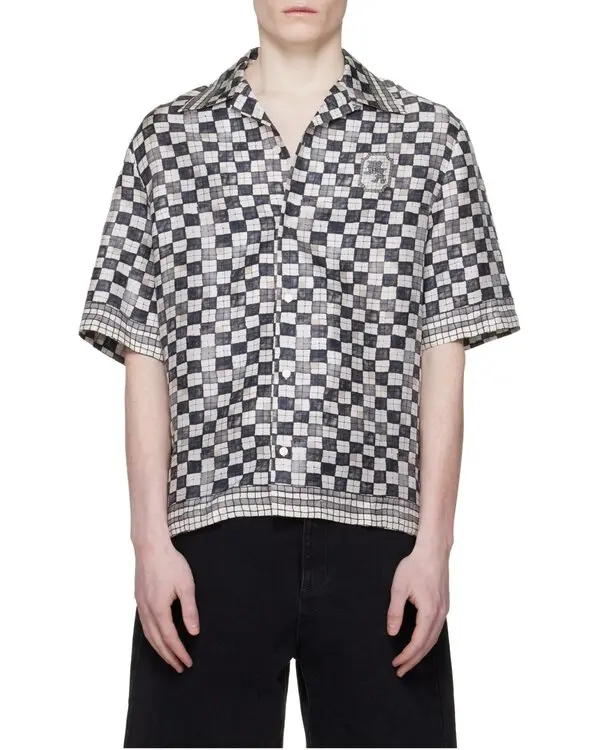 Amiri Checked Short Sleeved Shirt - Gray