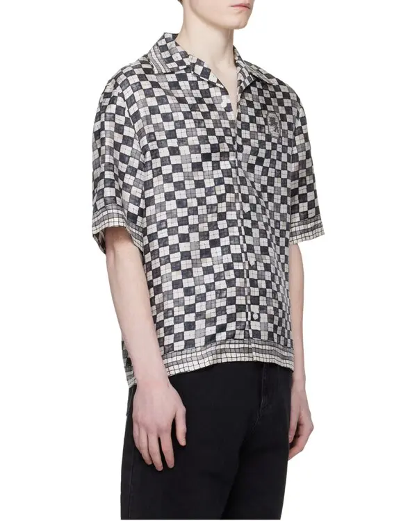 Amiri Checked Short Sleeved Shirt - Gray