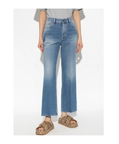 Gucci Cropped Flare Jeans - Blue