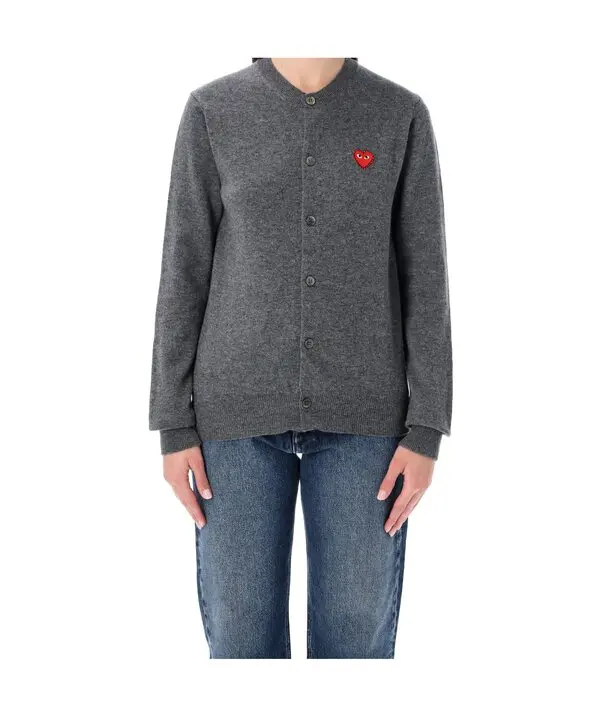 Play Comme Des Garcon Logo Detailed Crewneck Cardigan