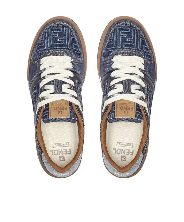 Fendi Ff Jacquard Low-top Sneakers - Blue