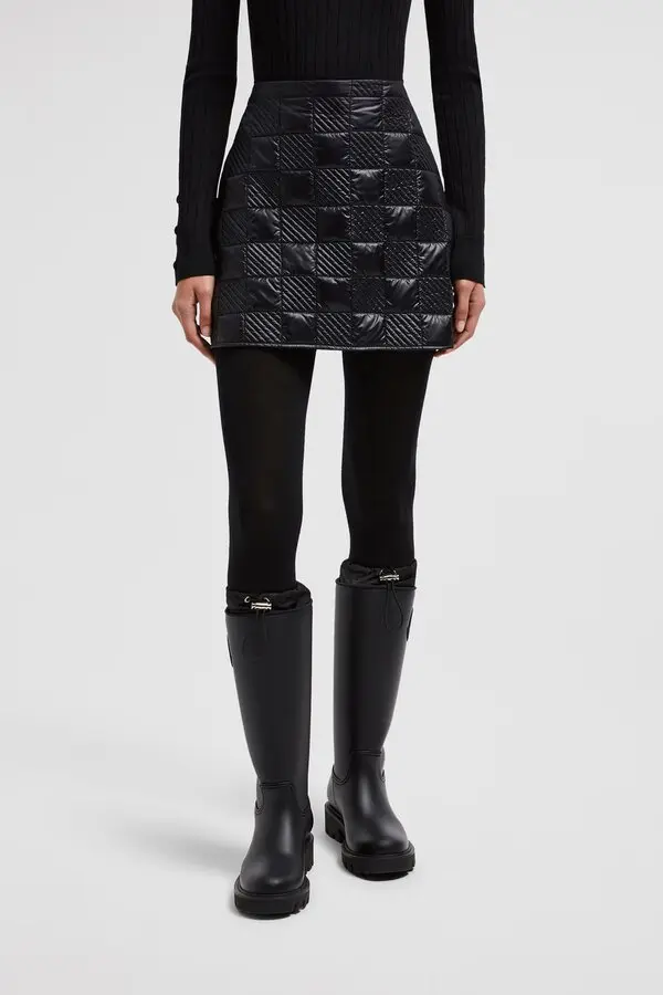 Moncler Quilted Checkered Mini Skirt - Black