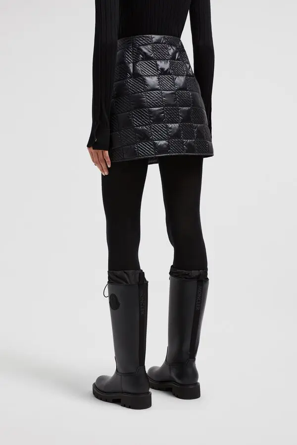 Moncler Quilted Checkered Mini Skirt - Black