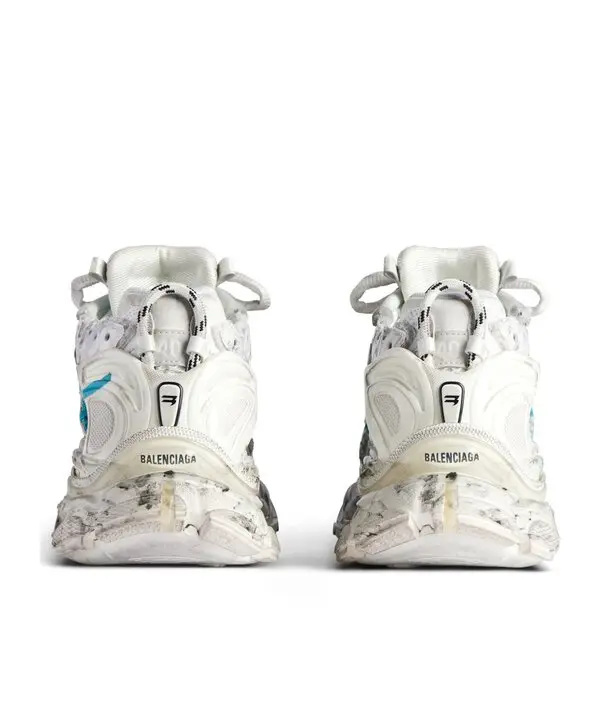 Balenciaga Logo Printed Lace-up Sneakers - White/blue