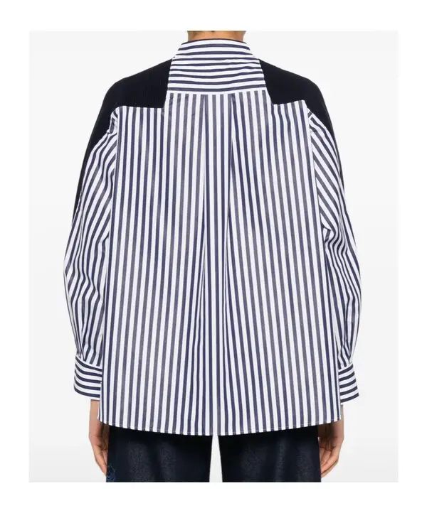 Sacai V-neck Cotton Cardigan With Striped Accents