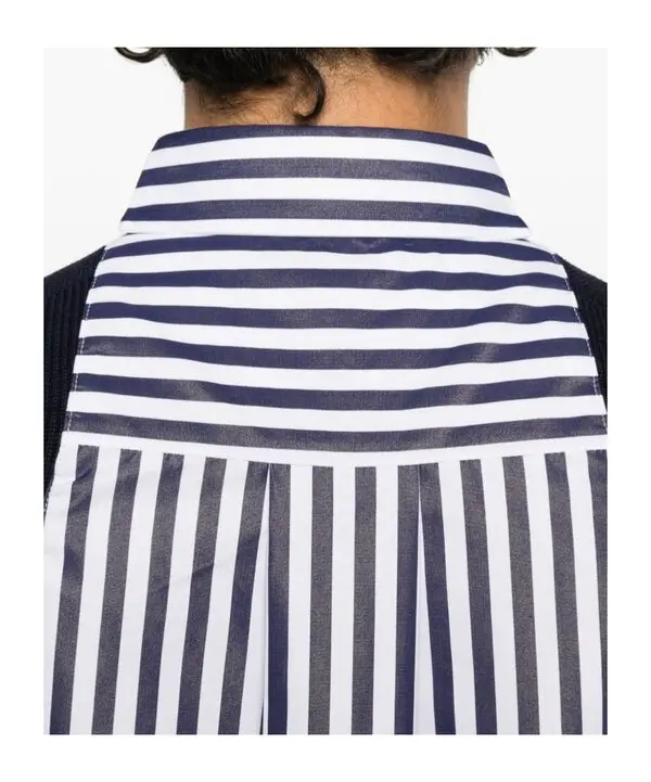 Sacai V-neck Cotton Cardigan With Striped Accents