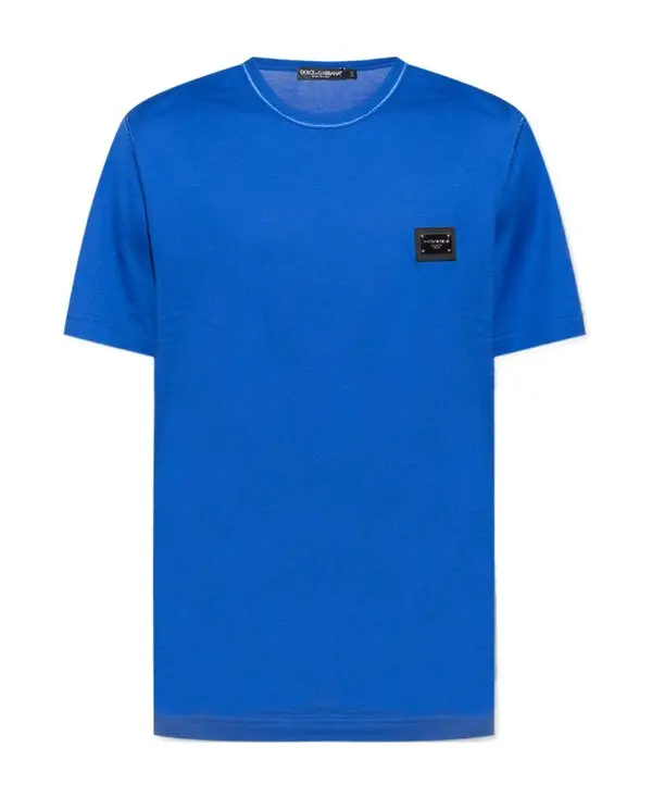 Dolce & Gabbana Dolce Gabbana Branded-tag Crewneck T-shirt - Blue