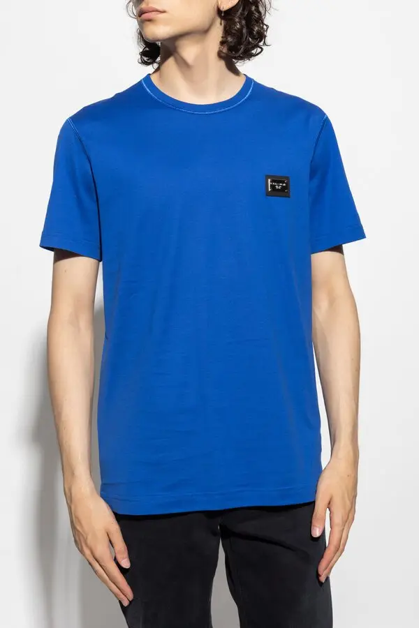 Dolce & Gabbana Dolce Gabbana Branded-tag Crewneck T-shirt - Blue