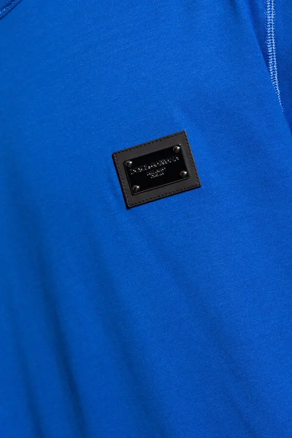 Dolce & Gabbana Dolce Gabbana Branded-tag Crewneck T-shirt - Blue