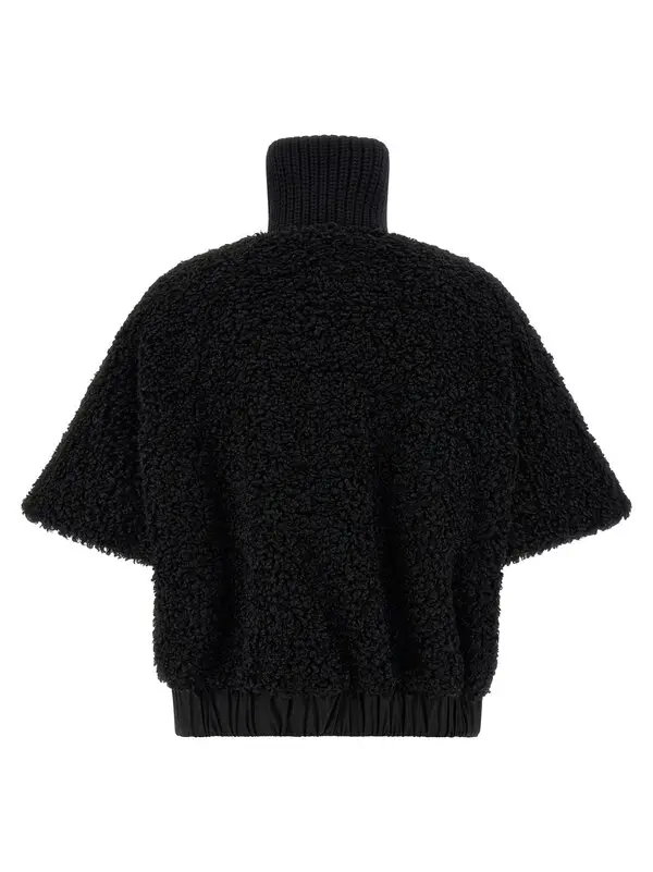 Moncler Logo Patch High Neck Zip-up Short Sleeved Jacket