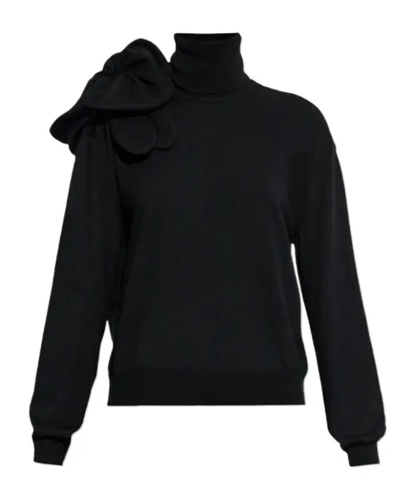 Moschino Long Sleeve Sweater With Bow Detail - Black