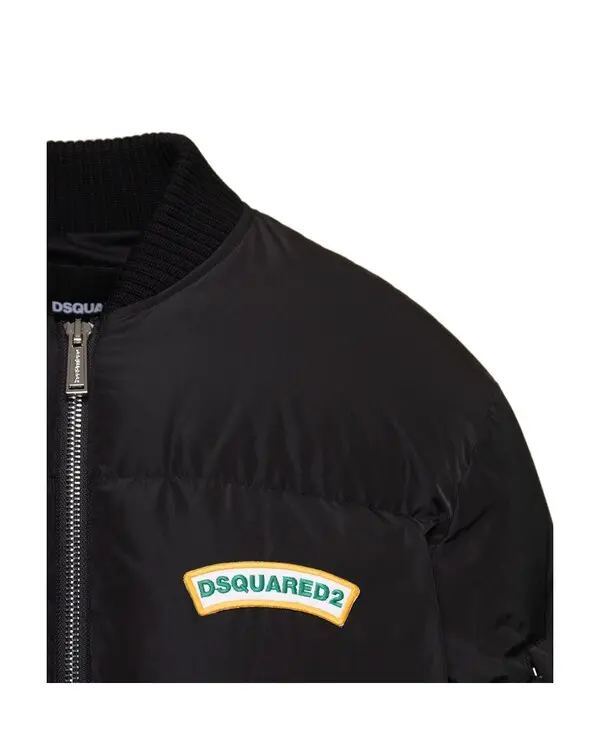 Dsquared2 Padded Bomber Jacket With Logo Embroidery - Black