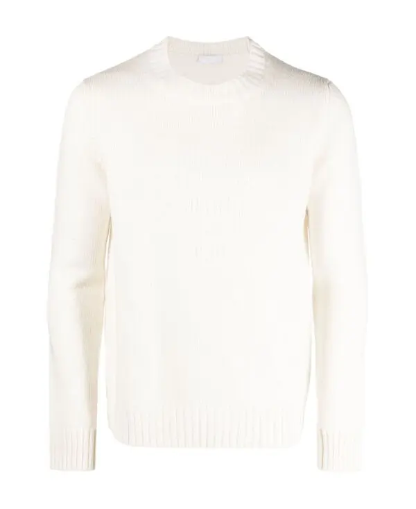 Prada Logo Inlaid Crewneck Jumper - White