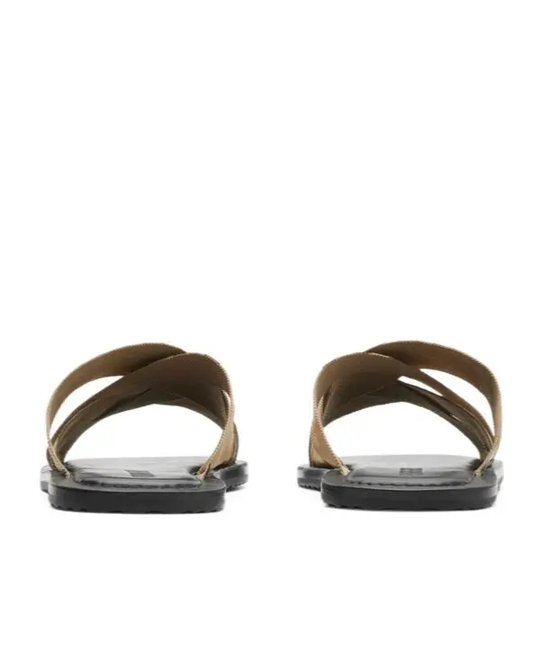 Burberry Checked Slip-on Slides - Black