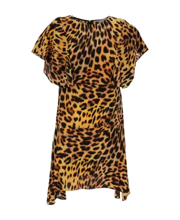 Stella McCartney Logo Leopard Print Dress With Ruffled Sleeves