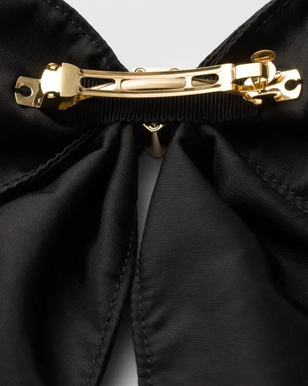 Prada Triangle Logo Bow Hair Clip