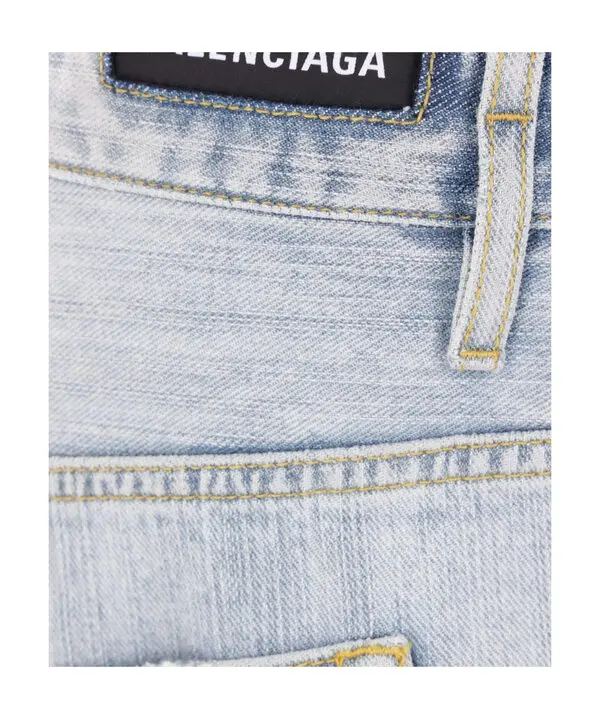 Balenciaga Light Wash Drawstring Baggy Jeans
