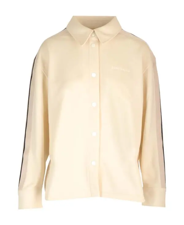 Palm Angels Logo Embroidered Buttoned Track Shirt - Nude