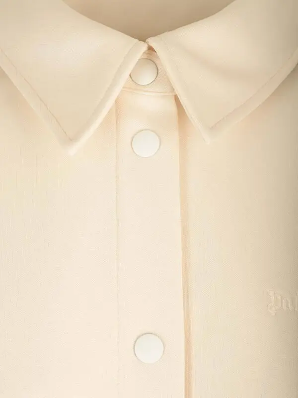Palm Angels Logo Embroidered Buttoned Track Shirt - Nude