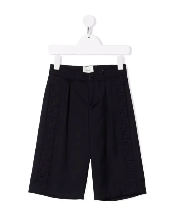 Fendi Logo-embossed Wool Shorts - Blue