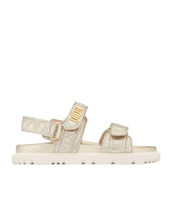 Dior Quilted Logo Strap Sandals - Gold