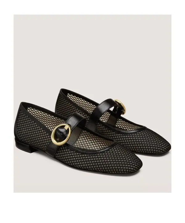 STUART WEITZMAN Square-toe Ballet Flats With Adjustable Buckle