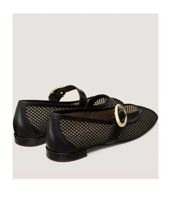 STUART WEITZMAN Square-toe Ballet Flats With Adjustable Buckle