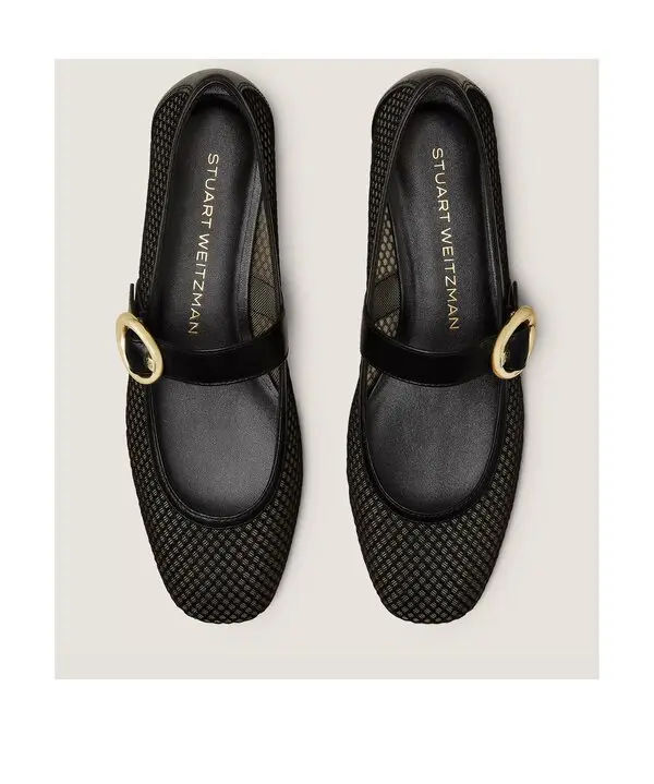 STUART WEITZMAN Square-toe Ballet Flats With Adjustable Buckle