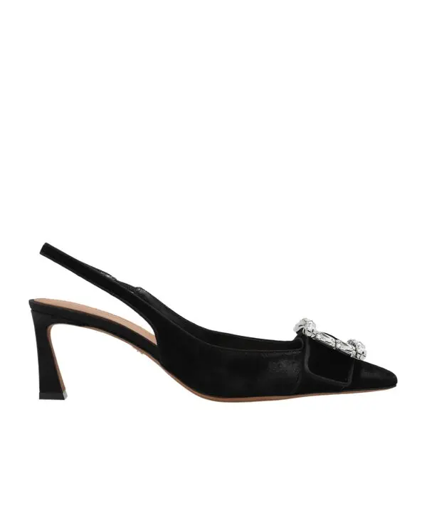 Dolce & Gabbana Embellished Velvet Slingbacks - Black