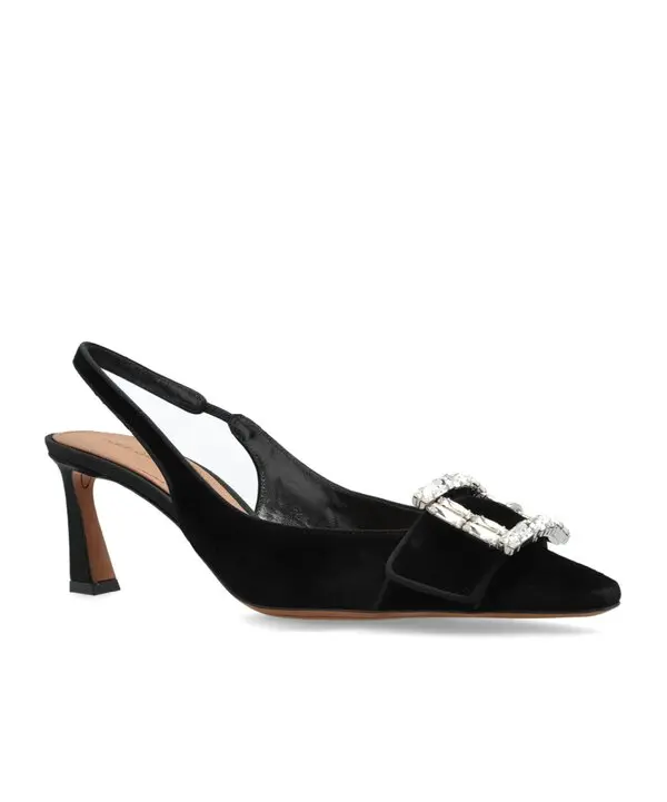 Dolce & Gabbana Embellished Velvet Slingbacks - Black