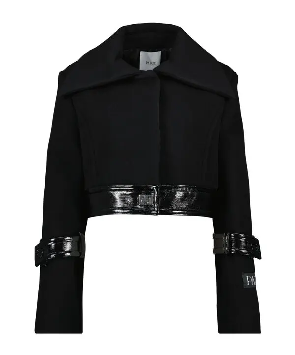 PATOU Cropped Coat With Patent Leather Belt
