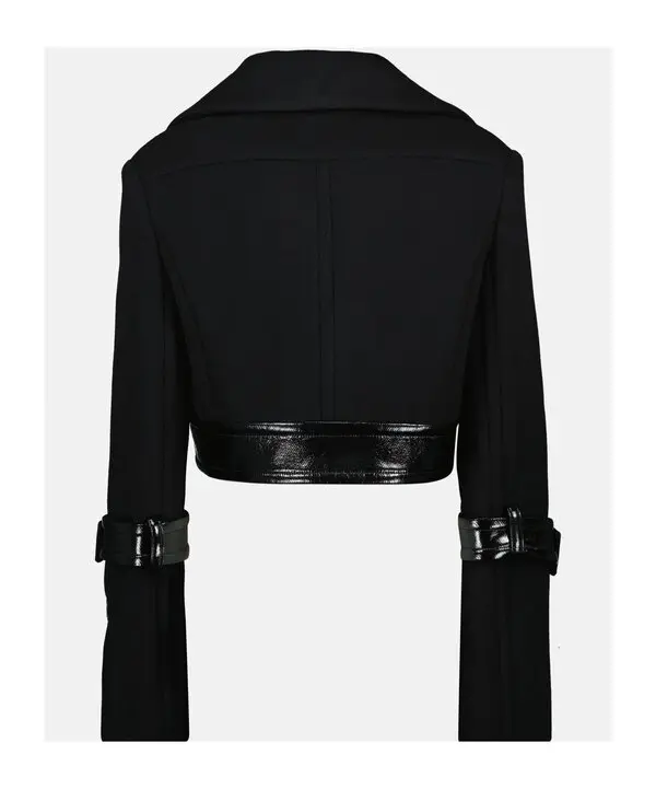 PATOU Cropped Coat With Patent Leather Belt