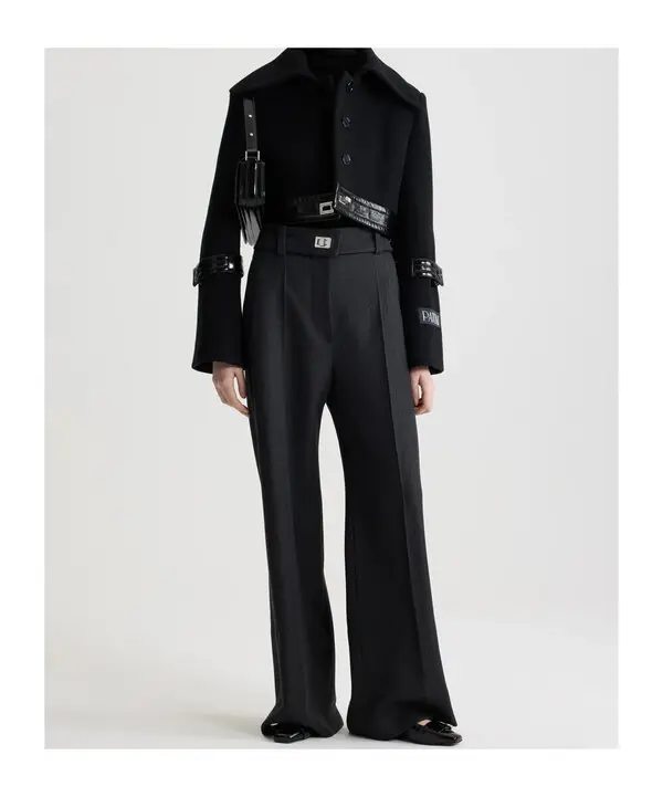PATOU Cropped Coat With Patent Leather Belt