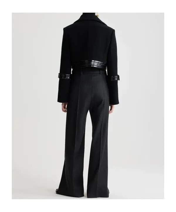 PATOU Cropped Coat With Patent Leather Belt