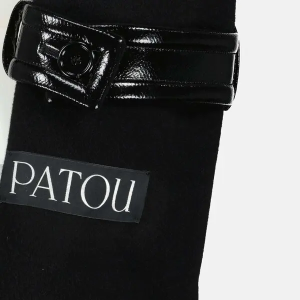 PATOU Cropped Coat With Patent Leather Belt